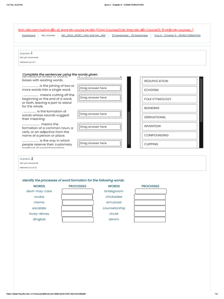 Quiz 4 - Chapter 5 - WORD FORMATION | PDF | Word | Linguistic Morphology