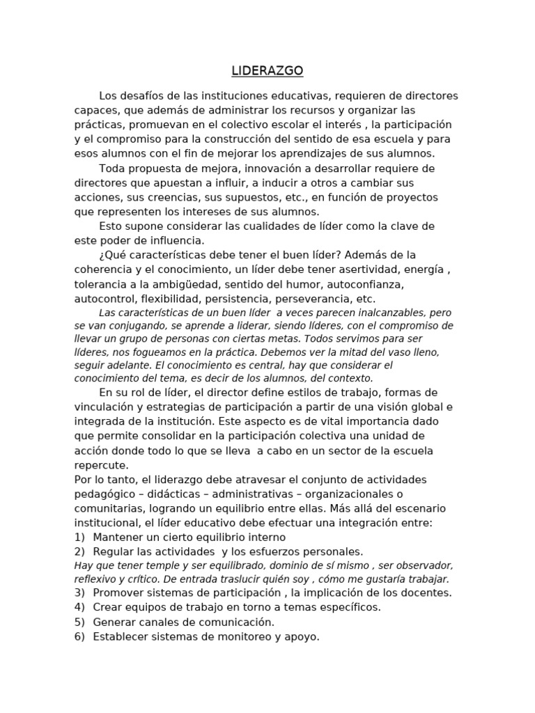 LIDERAZGO | PDF | Enseñando | Liderazgo