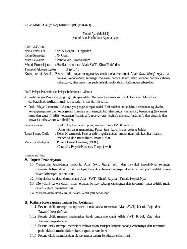 7 Penyusunan Modul Ajar PjBL | PDF