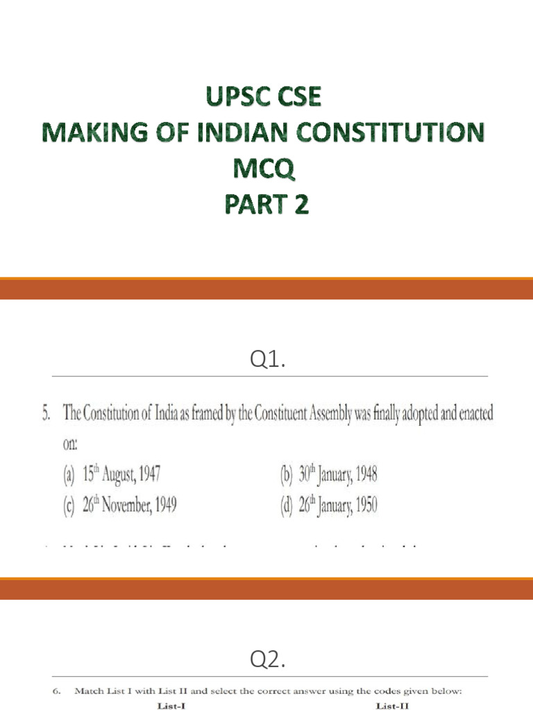 MAKING OF INDIAN CONSTITUTION TEST 2 | PDF