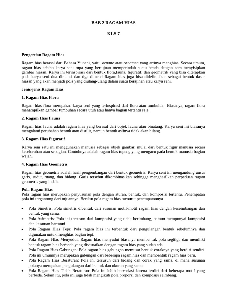 Materi Bab 2 Ragam Hias | PDF