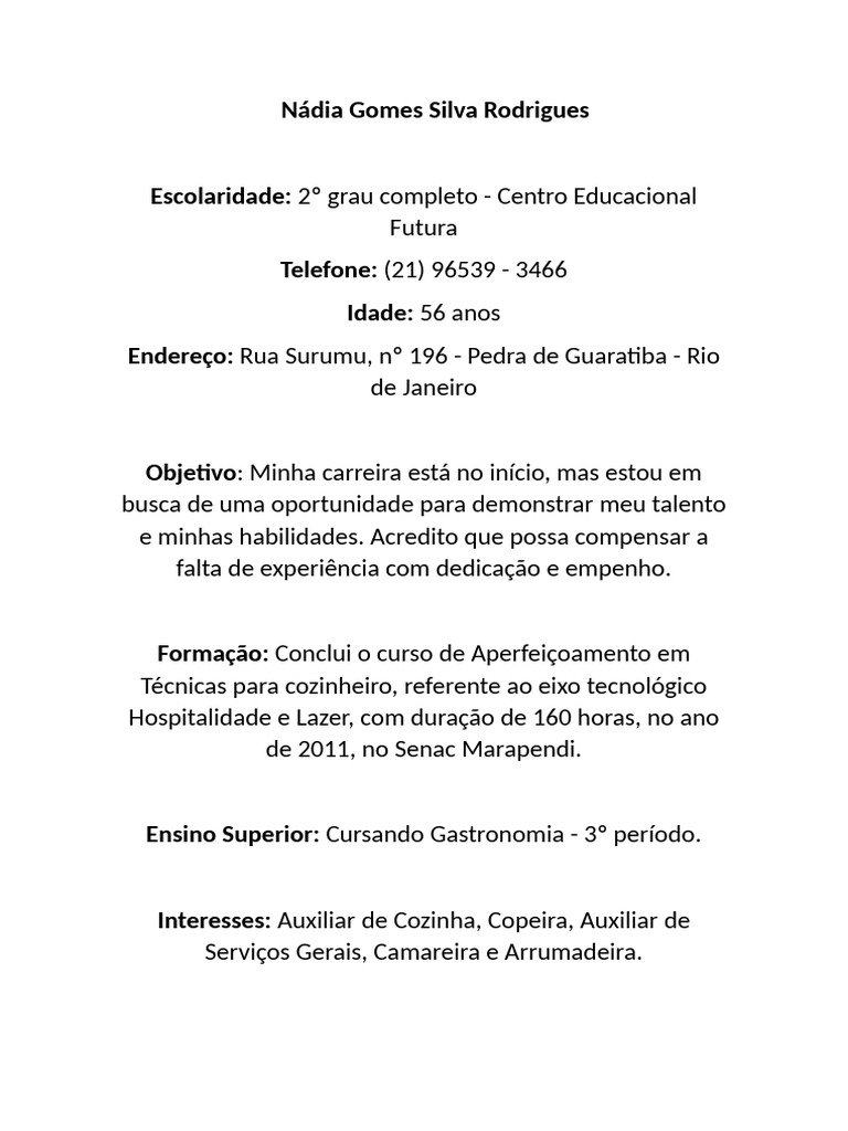 Cv Nádia Gomes | PDF