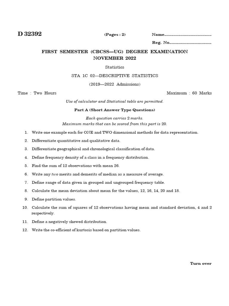 Descriptive Statistics-2022 | PDF | Skewness | Statistics