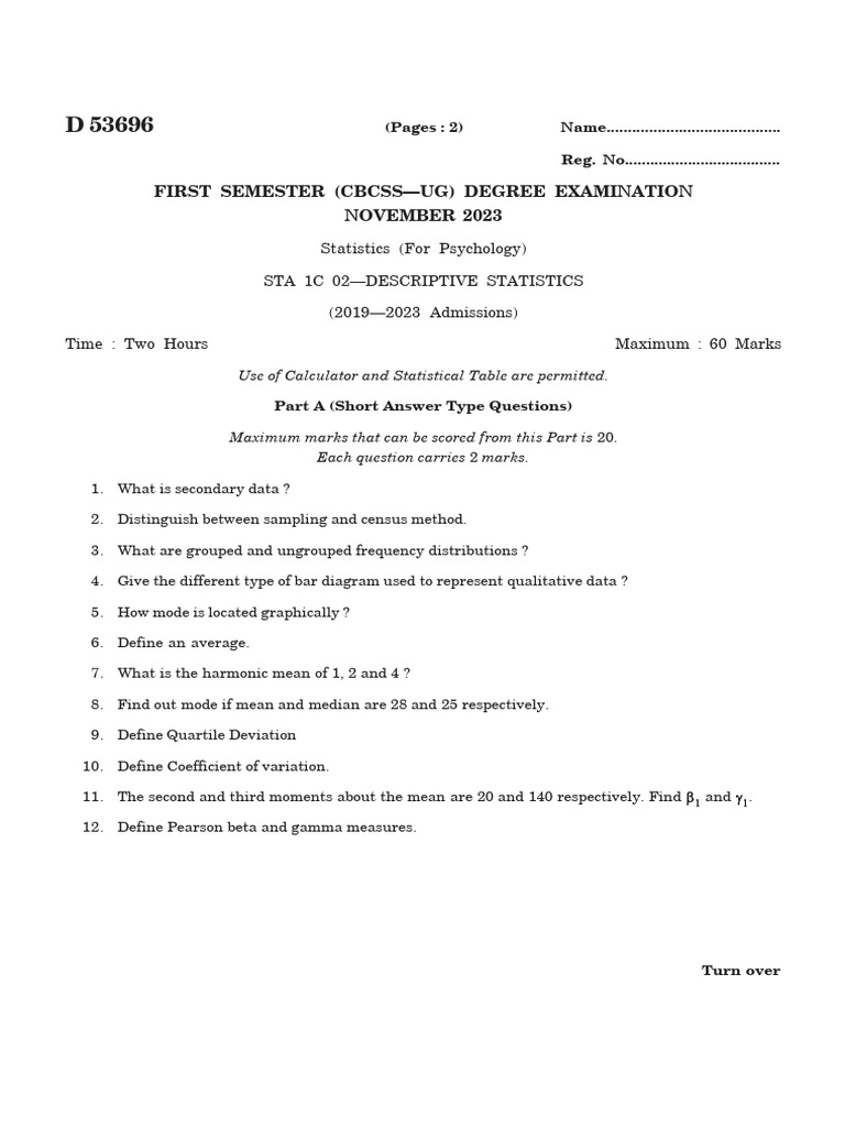 Descriptive Statistics-2023 | PDF | Mode (Statistics) | Statistics