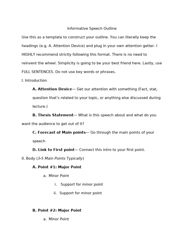 Informative+And+Persuasive+Speech+Outline | PDF