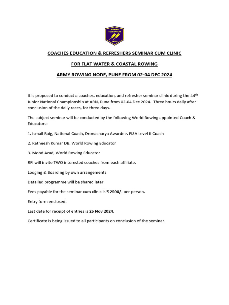 Coaches Seminar & Refresh Course-Pune-2024 | PDF