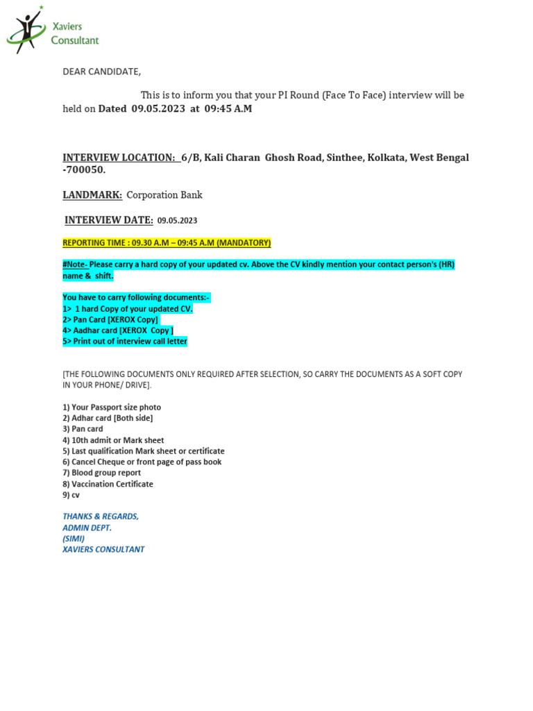 Interview Call Letter | PDF