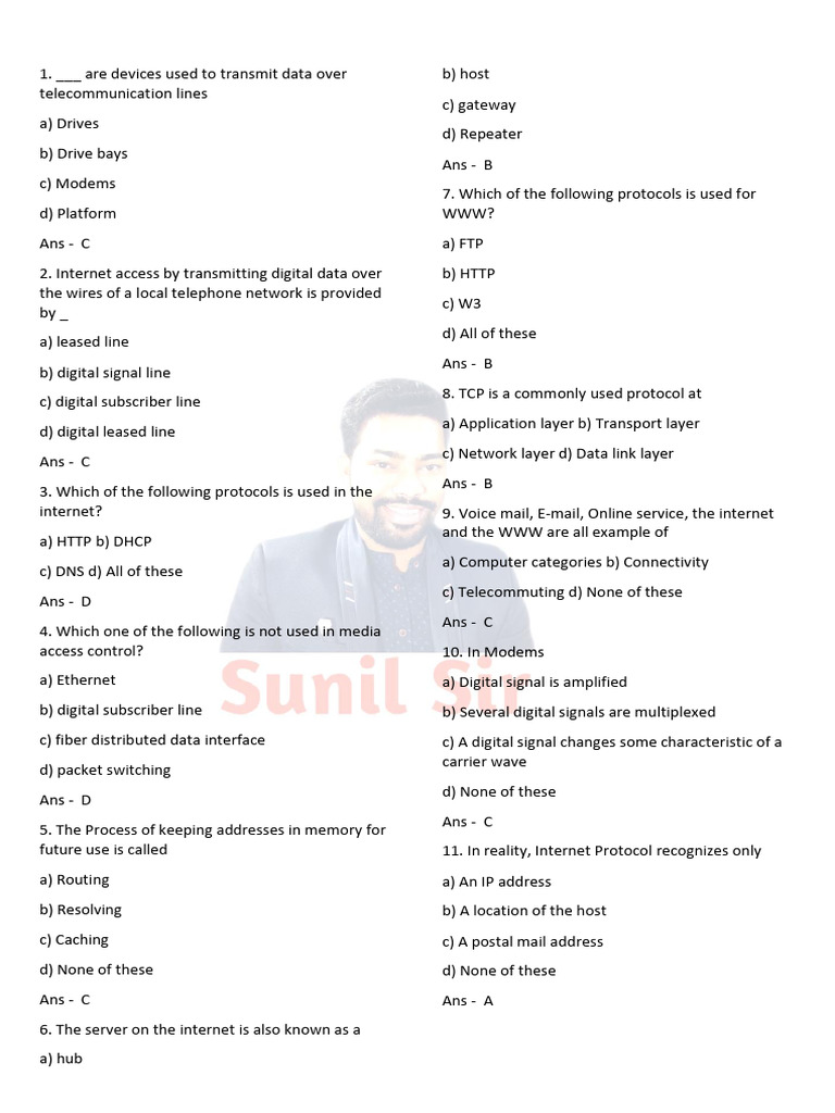 Internet MCQs: Questions & Answers | PDF | Websites | Internet