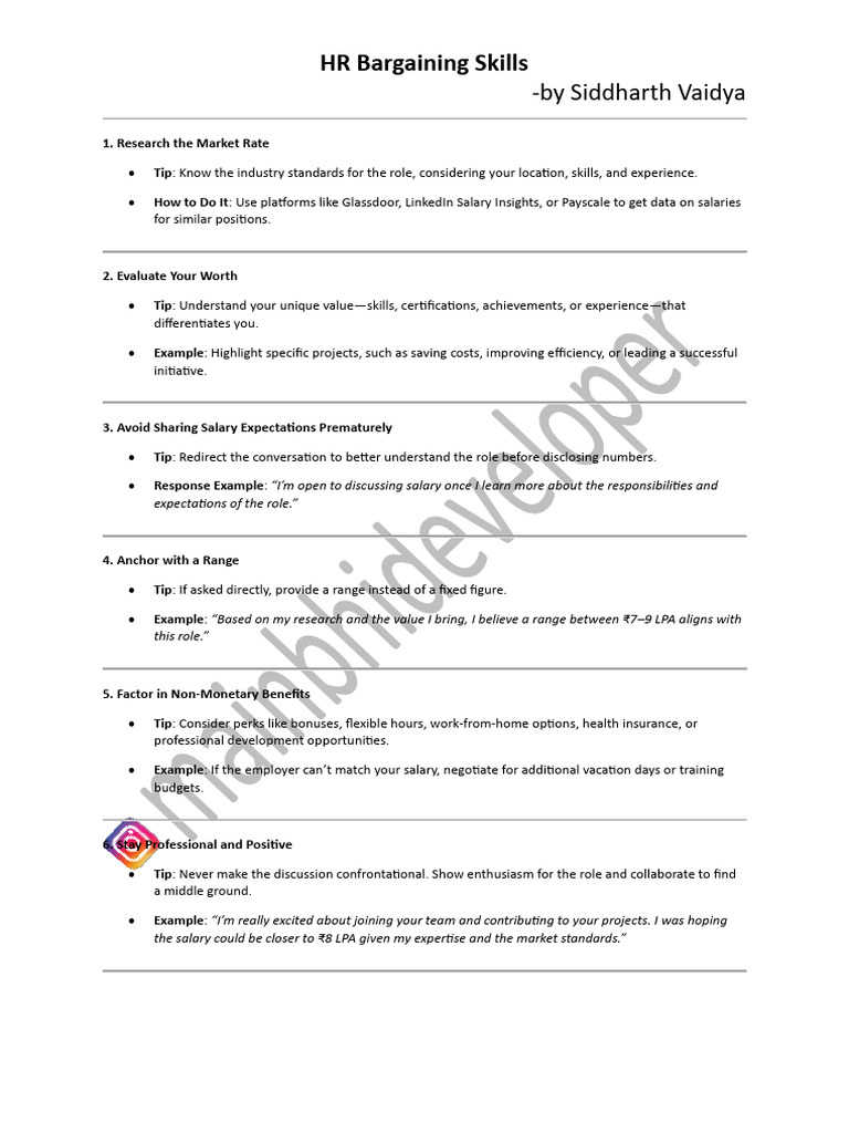 Essential HR Bargaining Skills Guide | PDF | Salary | Economies