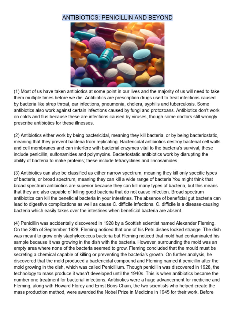 SM Anan - Antibiotics: Penicillin and Beyond | PDF | Bacteria | Penicillin