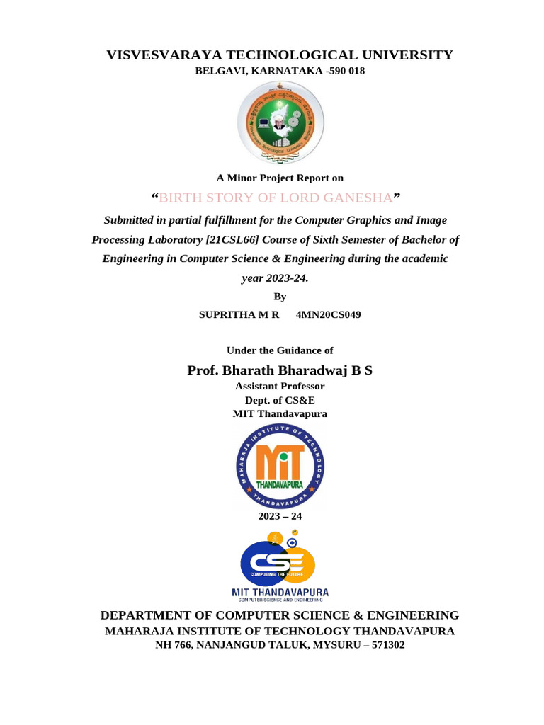 CG Mini-Project Report Format[1] | PDF | Rendering (Computer Graphics) | Augmented Reality