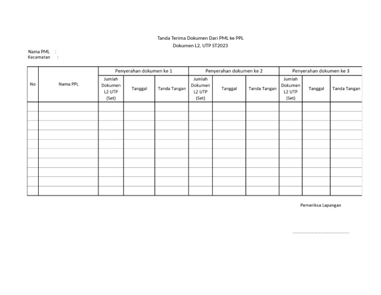 Tanda Terima L2 Dari PML Ke PPL | PDF