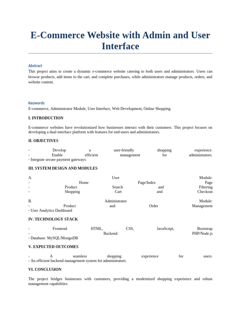Ecommerce Project Synopsis IEEE | PDF