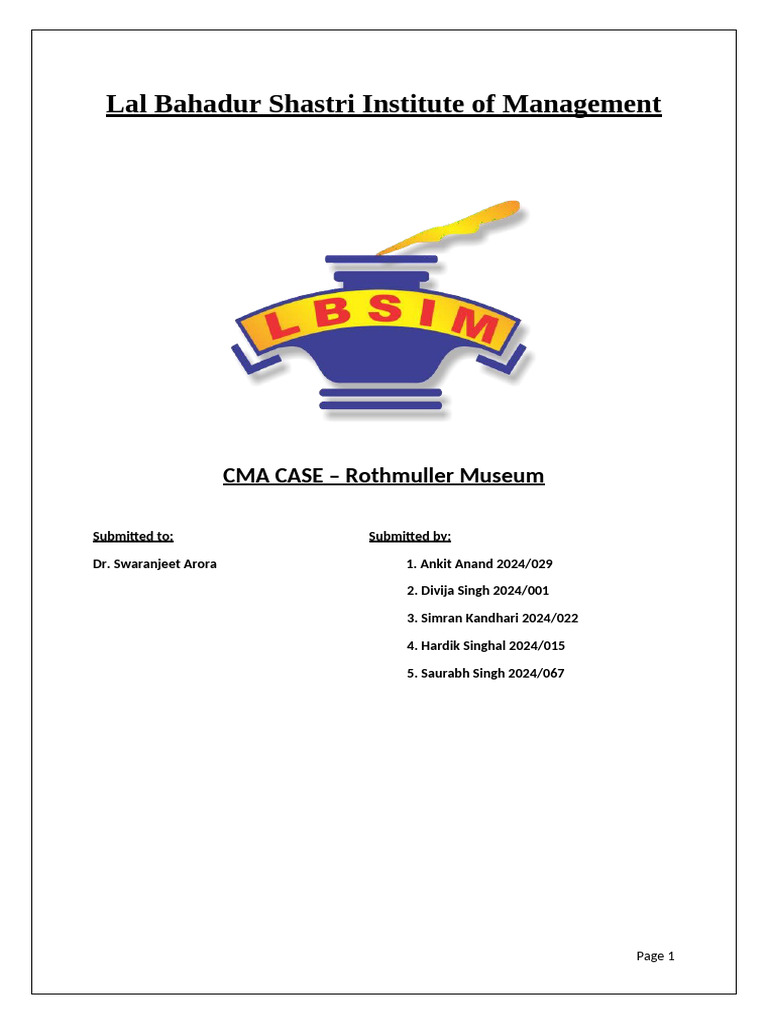 CMA Case Report 2 | PDF | Museum | Revenue