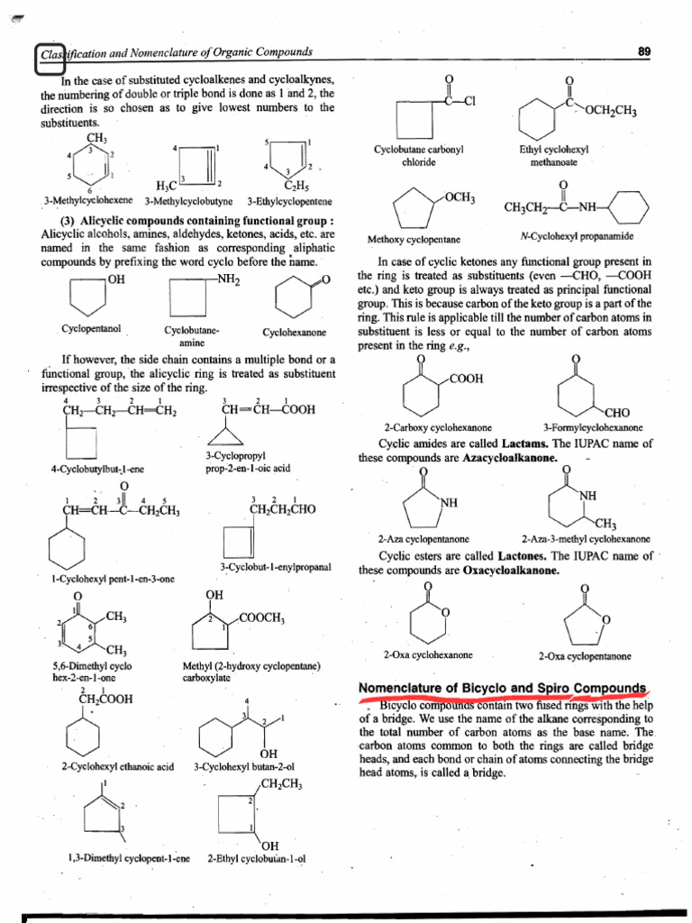 Nomenclature of Bicyclo & Spro Compounds | PDF | Ketone | Functional Group