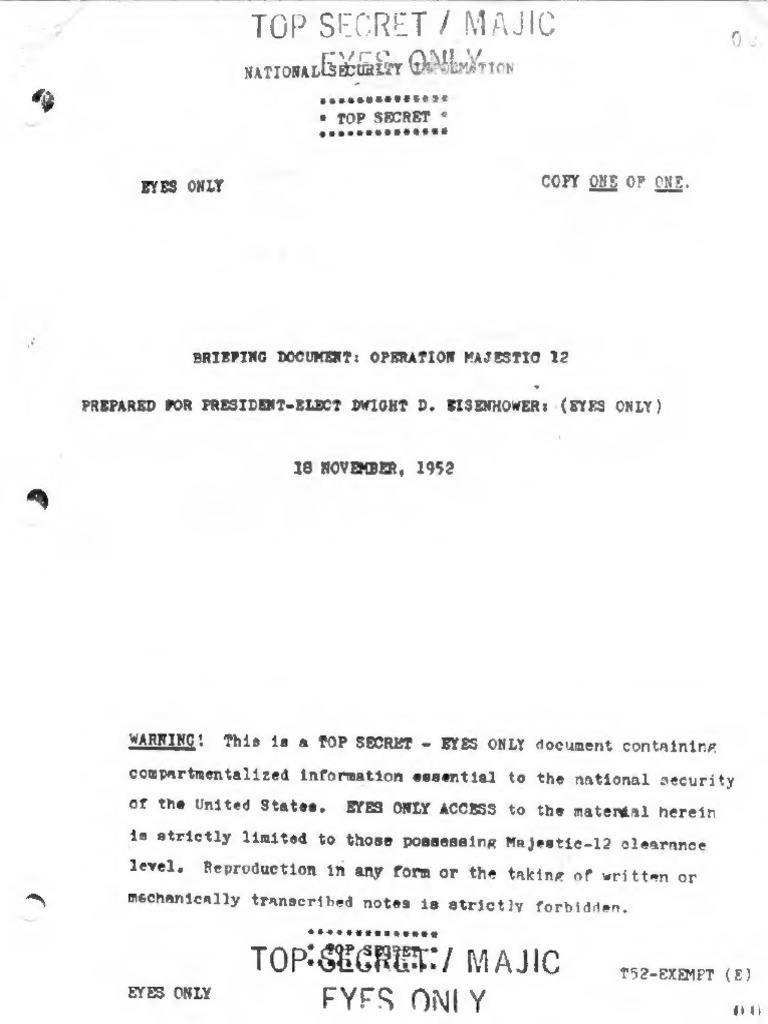 Eisenhower's Majestic 12 Briefing Document | PDF