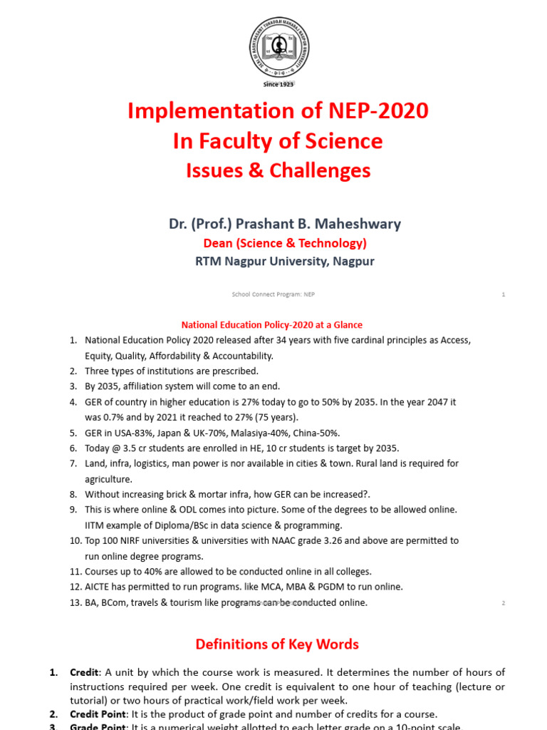 Prashant B. Maheshwary NEP - School Connect 2.0 - FYUGP - PPT | PDF | Interdisciplinarity | Analysis