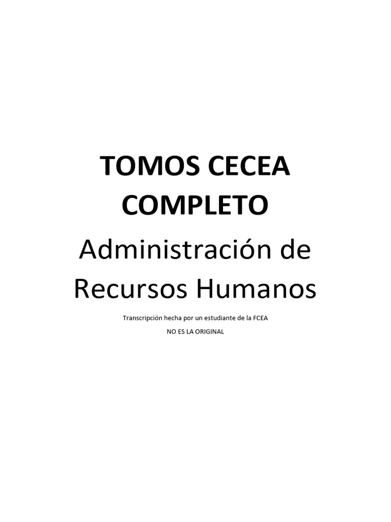 Tomo Cecea Completo | PDF | Gestión de recursos humanos | Business
