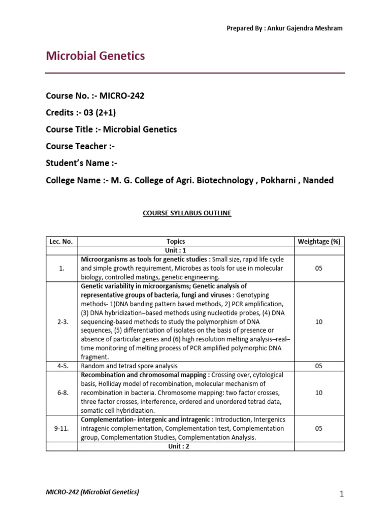 Microbial Genetics | PDF | Genotyping | Archaea