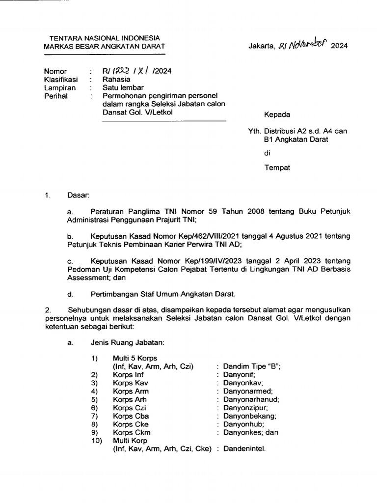R 1222 XI 2024 TGL 21-11-2024 TTG Permohonan Pengiriman Personel Seljab Calon Dansat Gol V ...