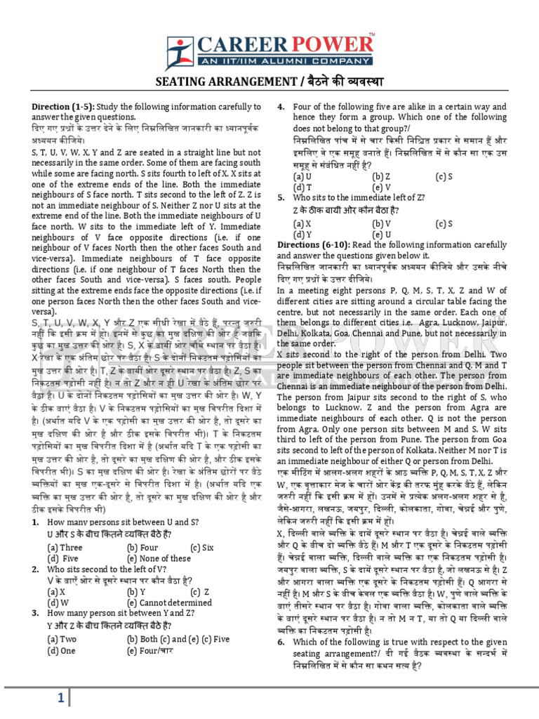Chapter-8 Seating Arrangement | PDF