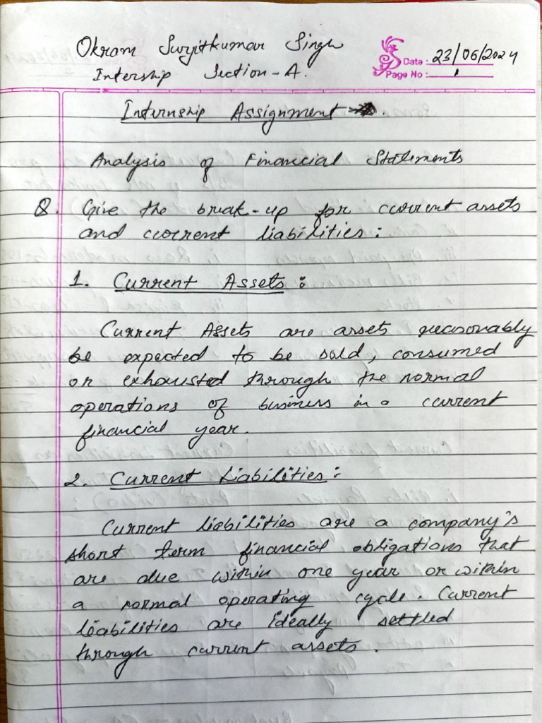 Analysis Of Financial Statements Assignment Pdf