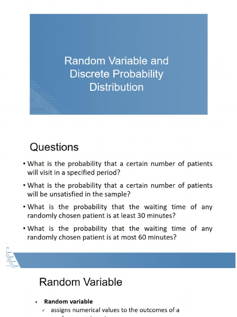 Random Variable and Discrete Models | PDF