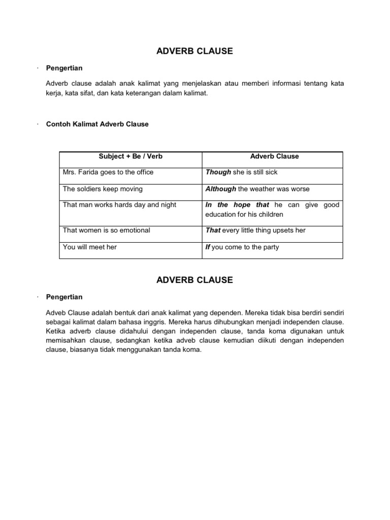 Adverb Clause | PDF