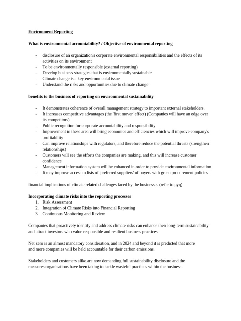 Environment Reporting | PDF