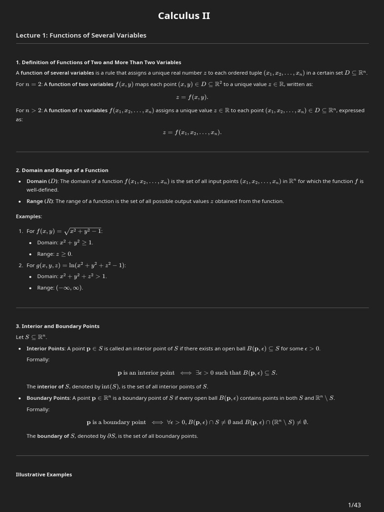 Calculus II | PDF | Function (Mathematics) | Multivariable Calculus