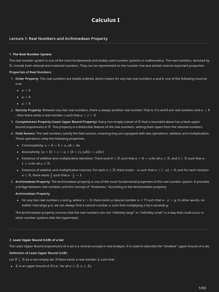 Calculus I | PDF | Real Number | Numbers
