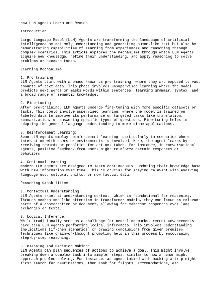 How LLM Agents Learn and Reason | PDF | Learning | Human Communication