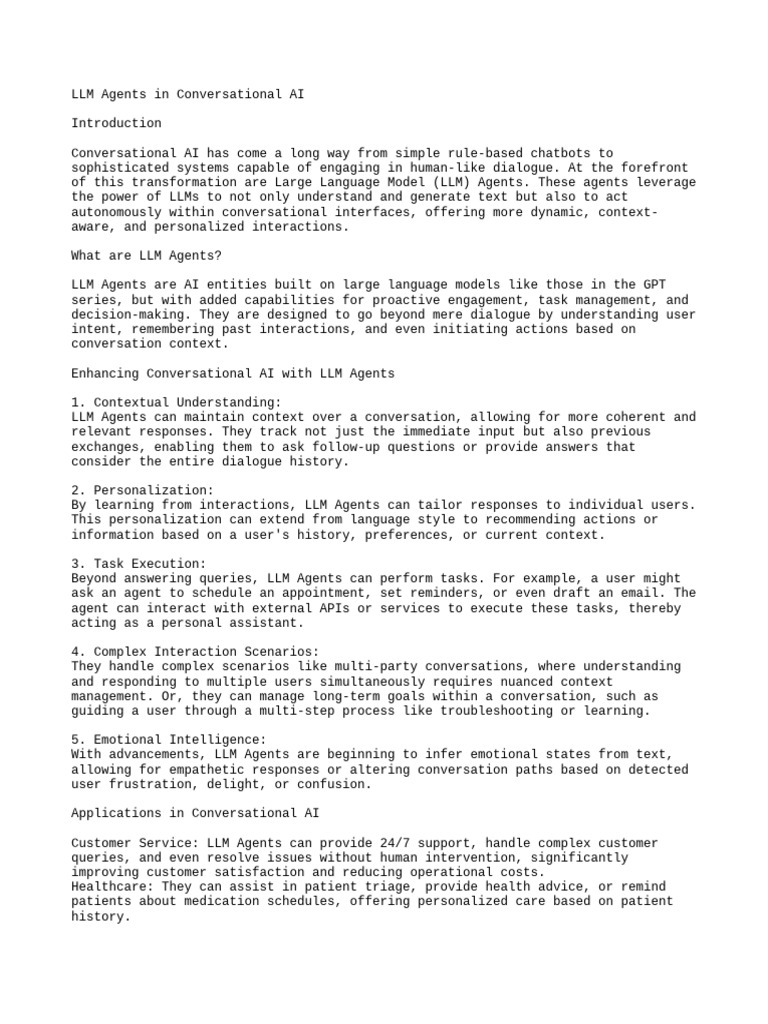 LLM Agents Transform Conversational AI | PDF | Artificial Intelligence ...