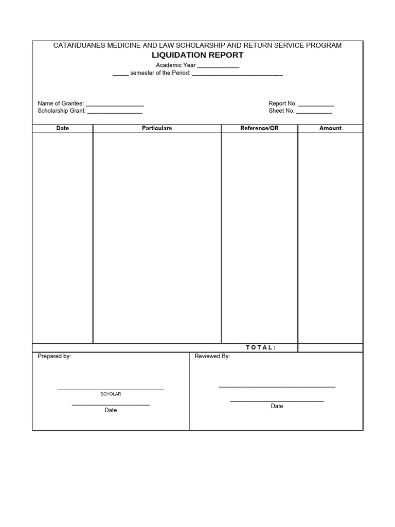 Liquidation Report Format | PDF