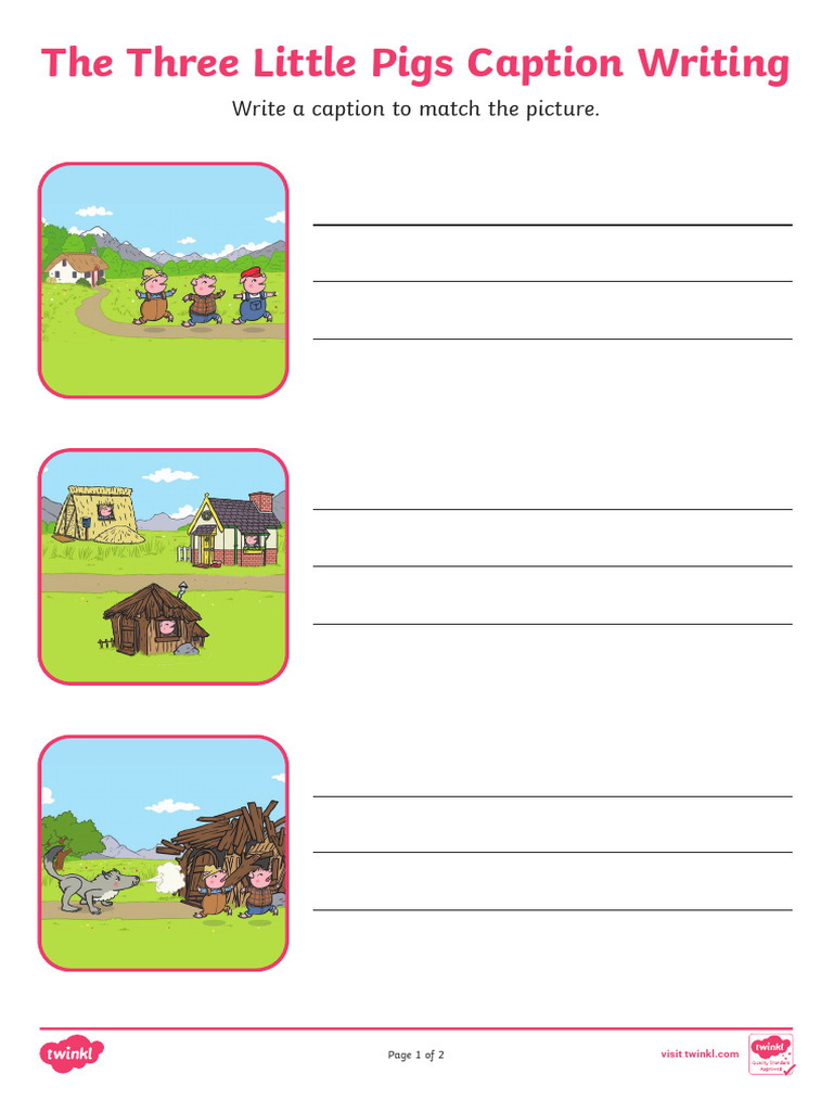 T TP 1685785086 The Three Little Pigs Caption Writing Activity Ver 1 | PDF