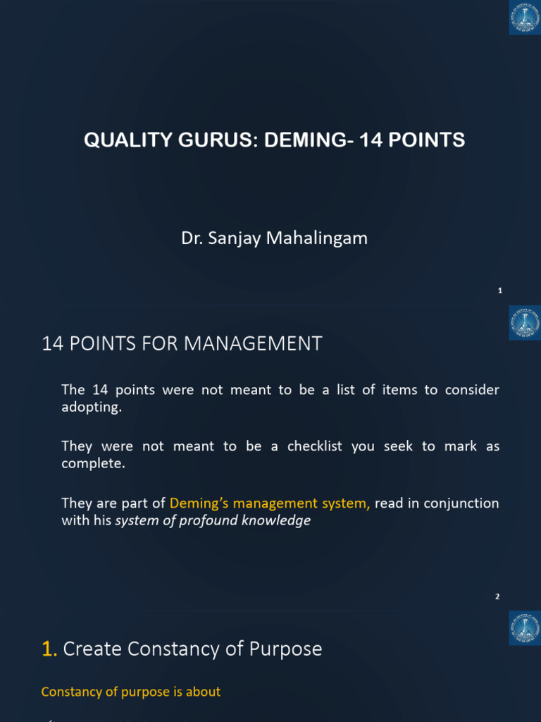 Deming - 14 Points | PDF | Business