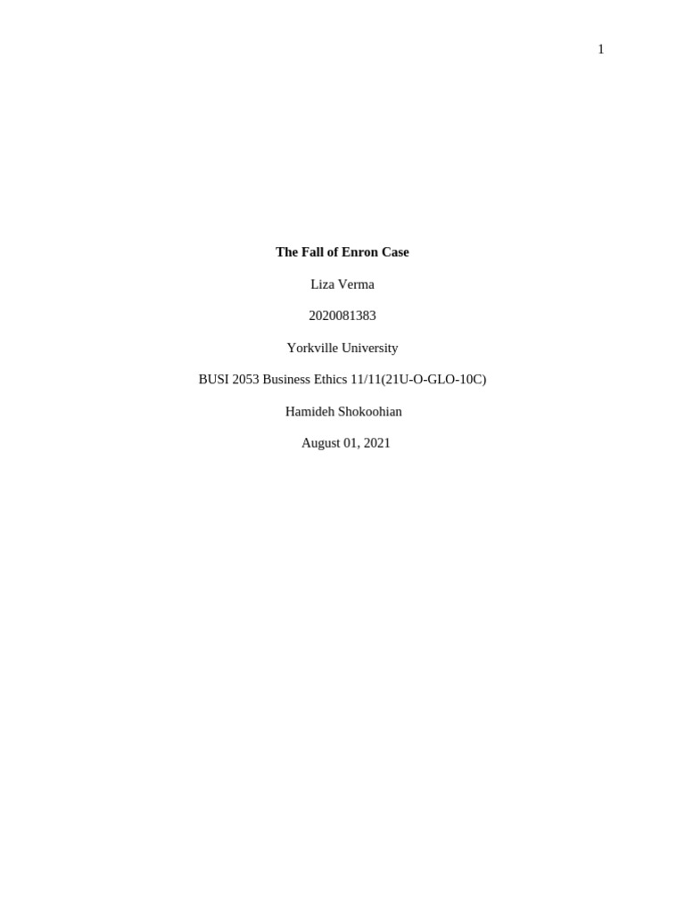 The Fall of Enron Case | PDF | Enron | Accounting
