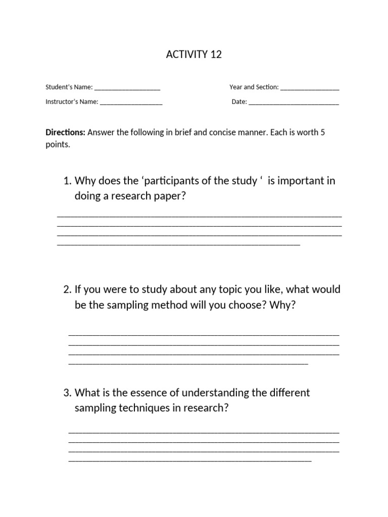 Research Sampling Techniques Quiz | PDF