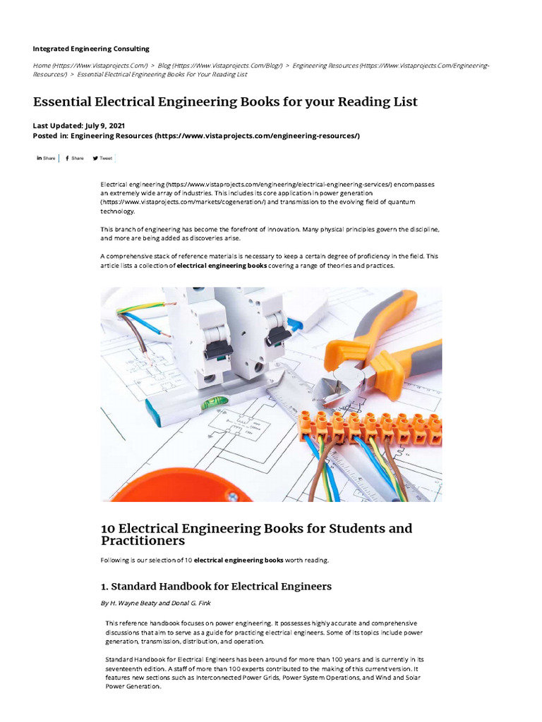 Essential Electrical Engineering Books For Your Reading List | PDF ...