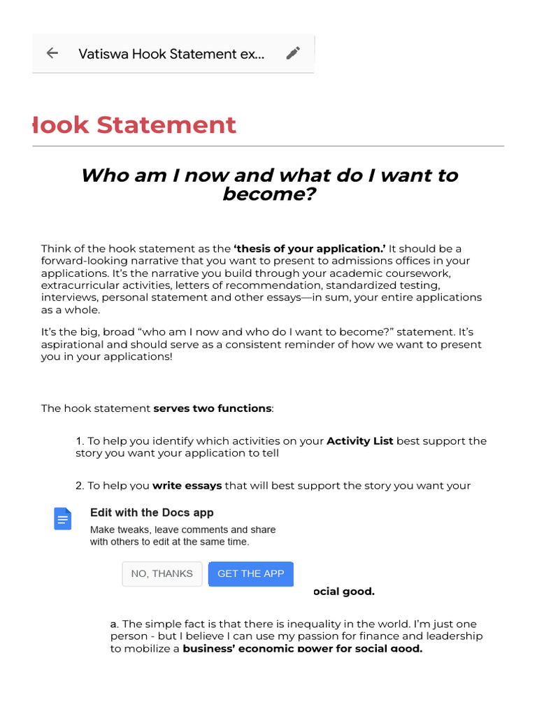 Vatiswa Hook Statement Exercise | PDF | Noun