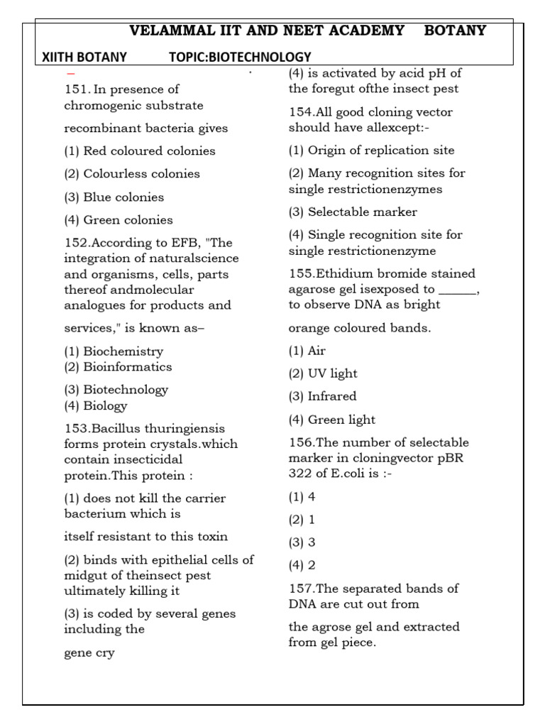 Biotechnology Worksheet June 4th | PDF | Recombinant Dna | Rna