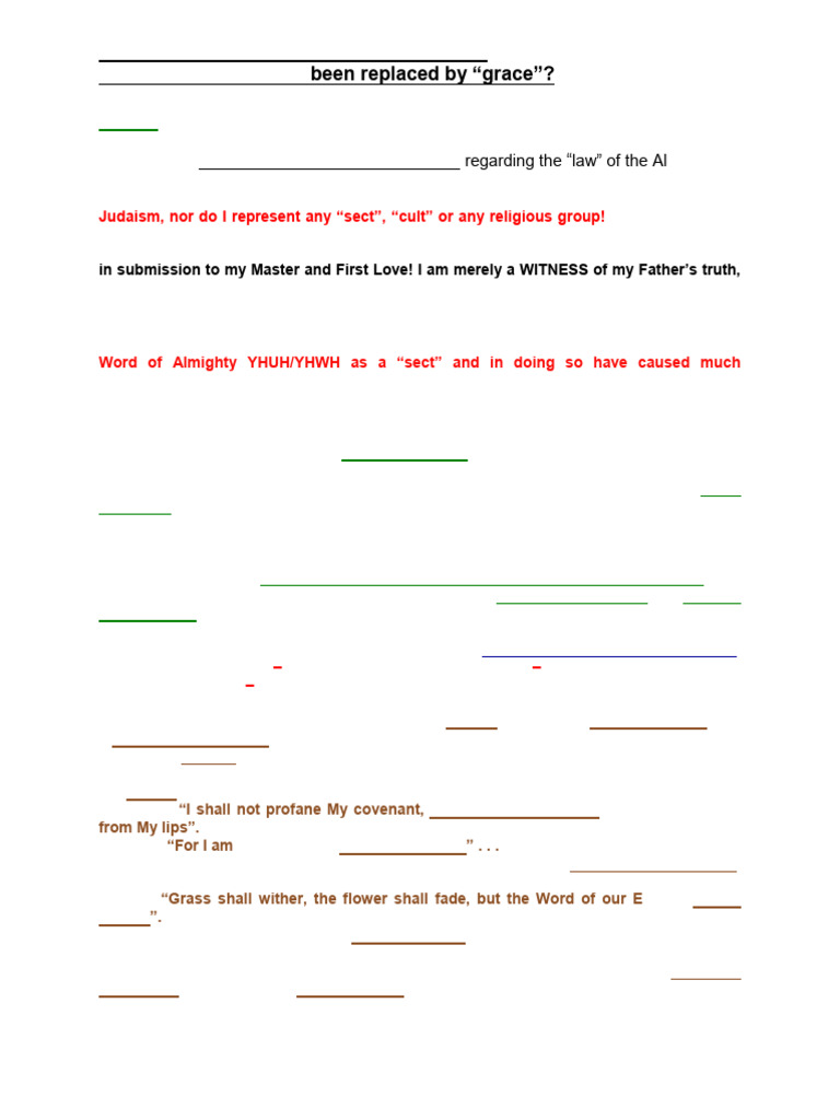 The Word of Aluah Has Not Changed | PDF | Covenant (Biblical) | Bible