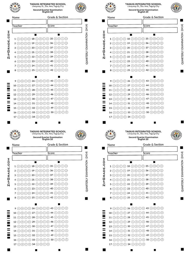 Q2 G10 English Answer Sheet | PDF