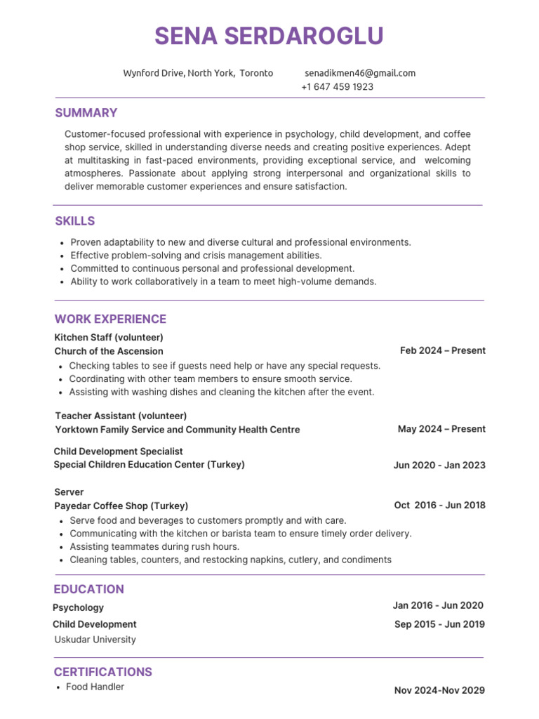 Sena Serdaroglu Resume1 | PDF