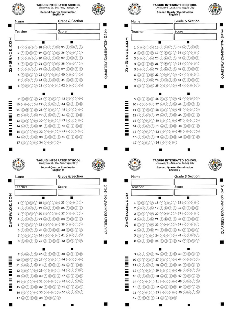 Q2 G9 English Answer Sheet | PDF