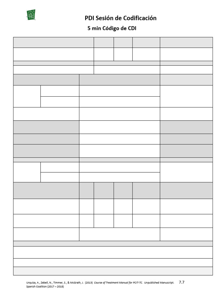 58 Pdi Coding Sheet Spanish | PDF