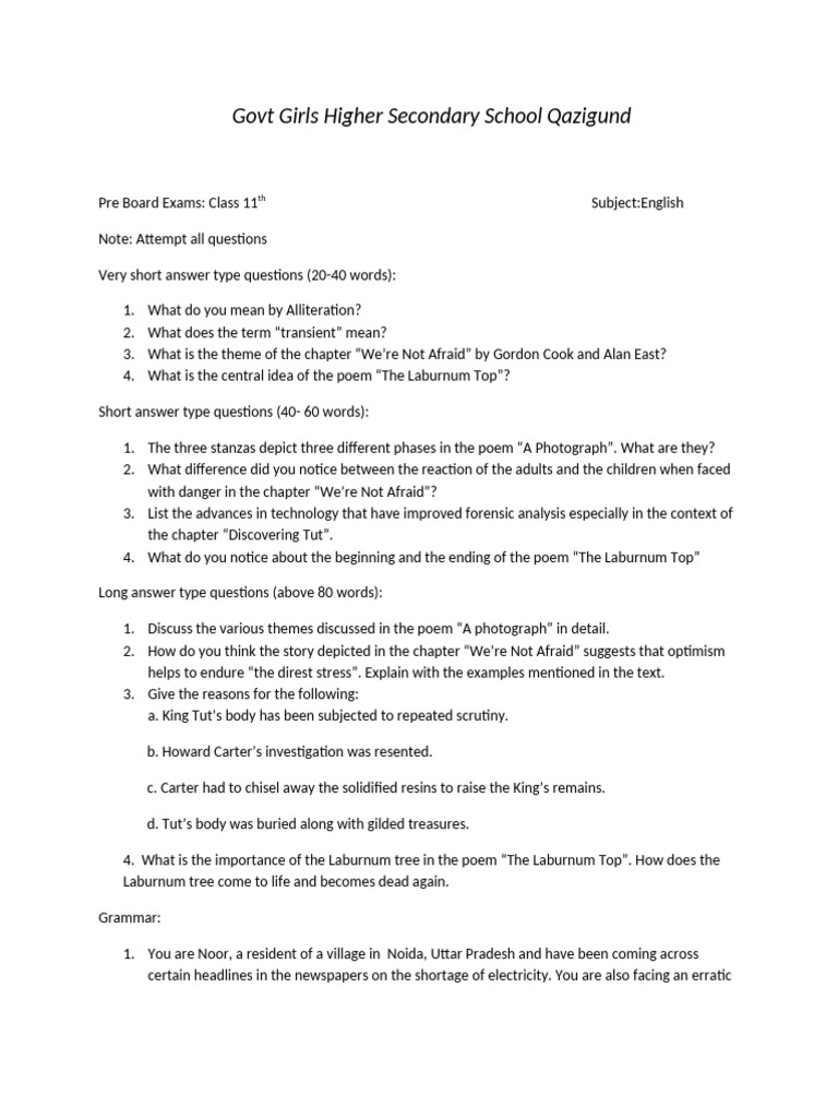 11th eng ppr | PDF | Poetry