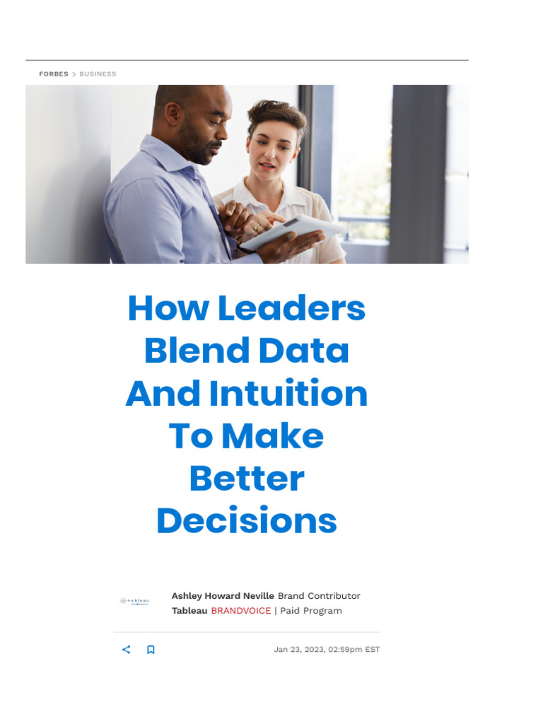How Leaders Blend Data and Intuition To Make Better Decisions | PDF ...
