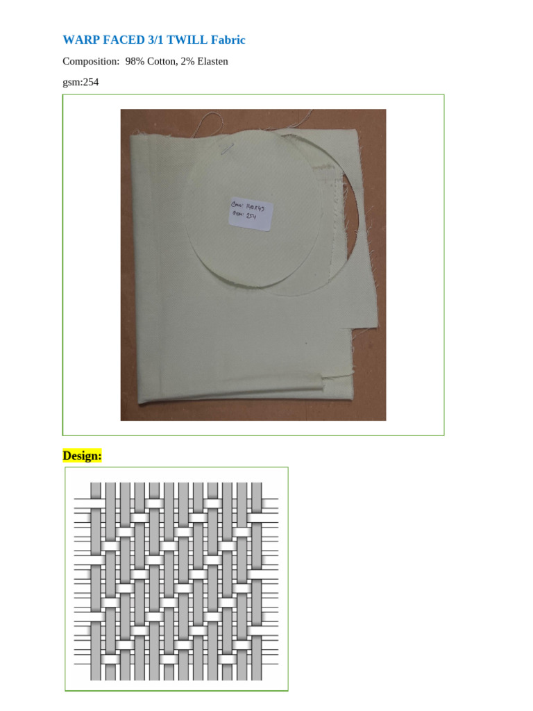 Warp Faced Twill | PDF