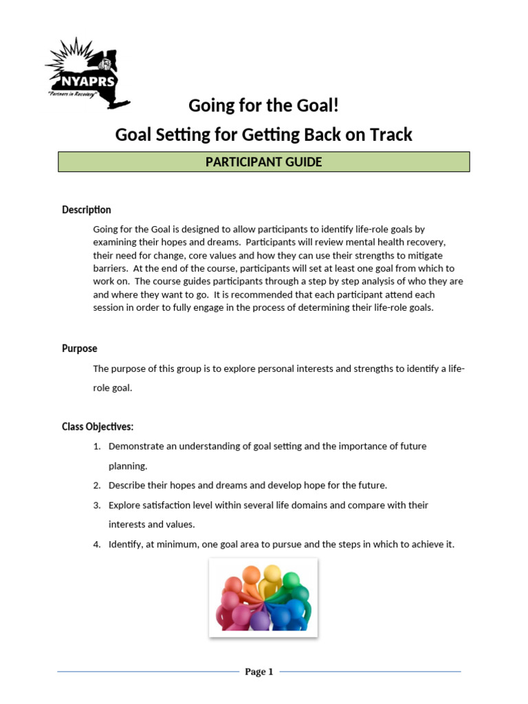 Going-for-the-Goal-Participants-Guide | PDF | Goal | Mental Disorder